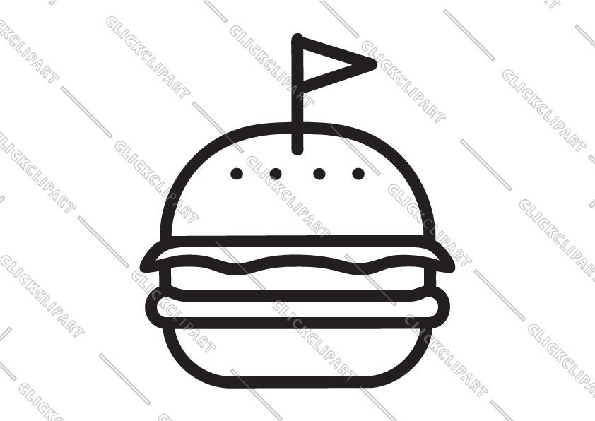 Burger SVG Hamburger Icons SVG Files Line Art Cute - Etsy