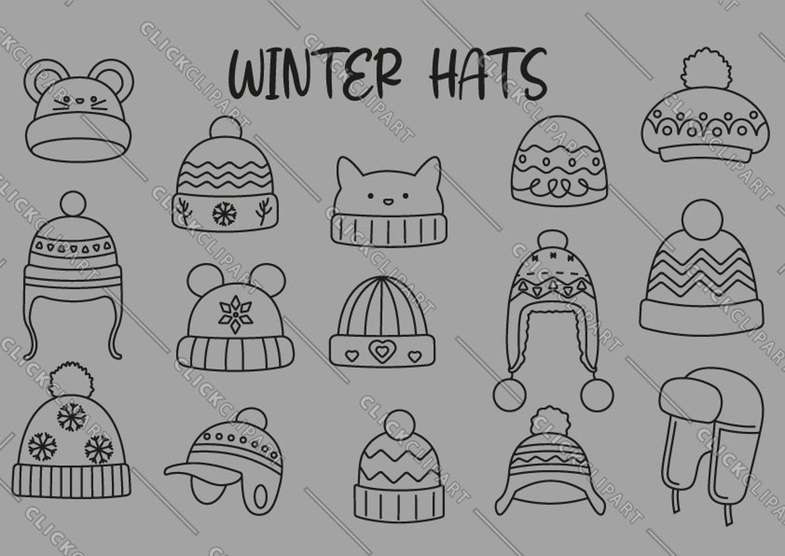 Winter Hats Clipart | Beanie, Ear Flap Hat SVG Bundle (digital Download ...