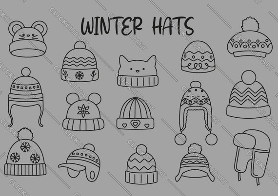 Black And White Winter Hat Clip Art