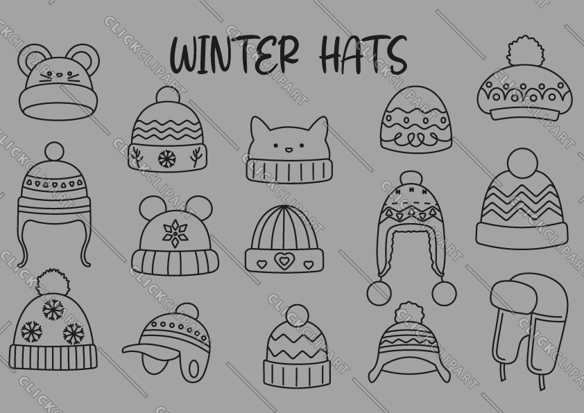 Winter Hat SVG Beanie PNG Christmas Hats Svg Ear Flap Hat Clipart Line ...
