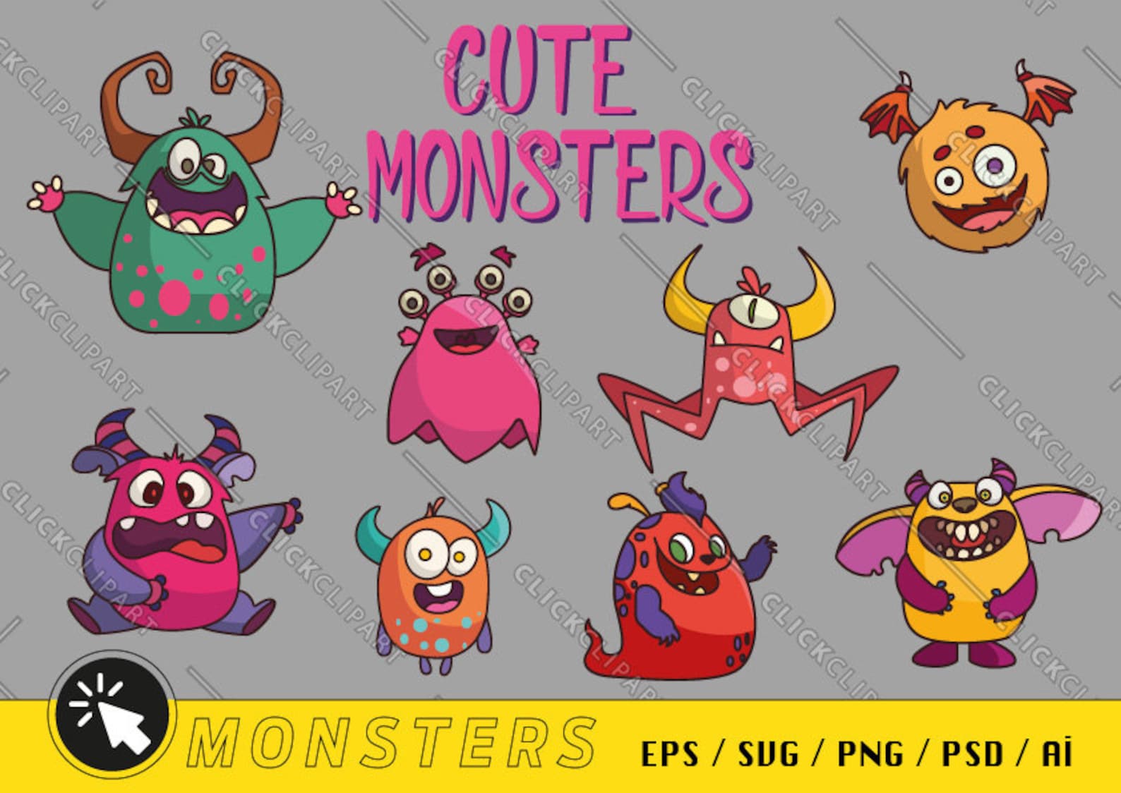 Cute Monster Clipart Monster PNG Funny Halloween SVG Svg Files Svg ...