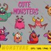Cute Monster Clipart Monster PNG Funny Halloween SVG Svg Files Svg ...