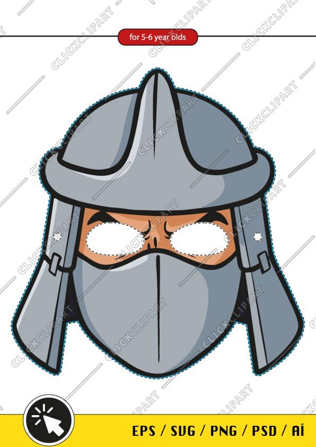 Ninja Turtle Villain, Birthday Party, Digital Paper Face Mask, SVG ...