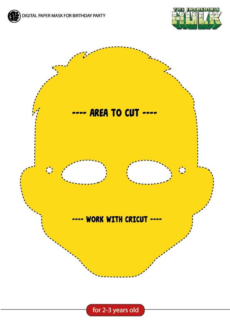Hulk Birthday Party Digital Paper Face Mask SVG Files for - Etsy