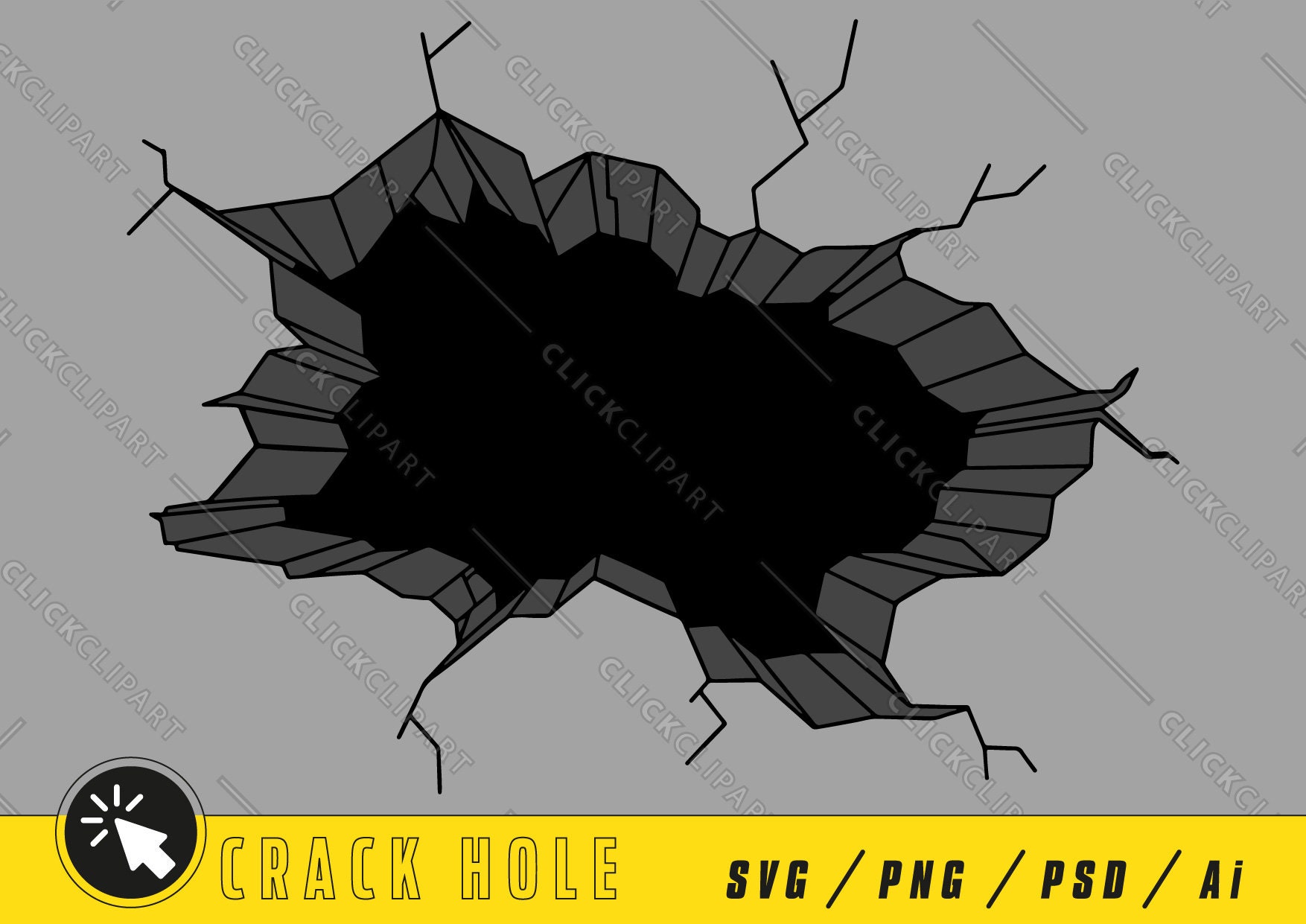 Smash SVG Man Cave SVG Broken Wall Decal Broken Wall Cracked Clipart ...