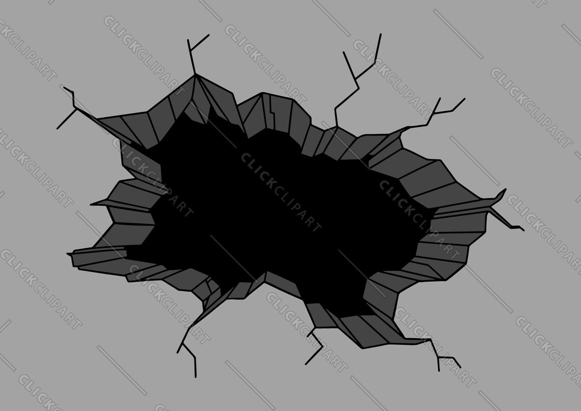 Aplastar SVG Explosión Svg Calcomanía de pared Pared rota SVG Agrietado ...