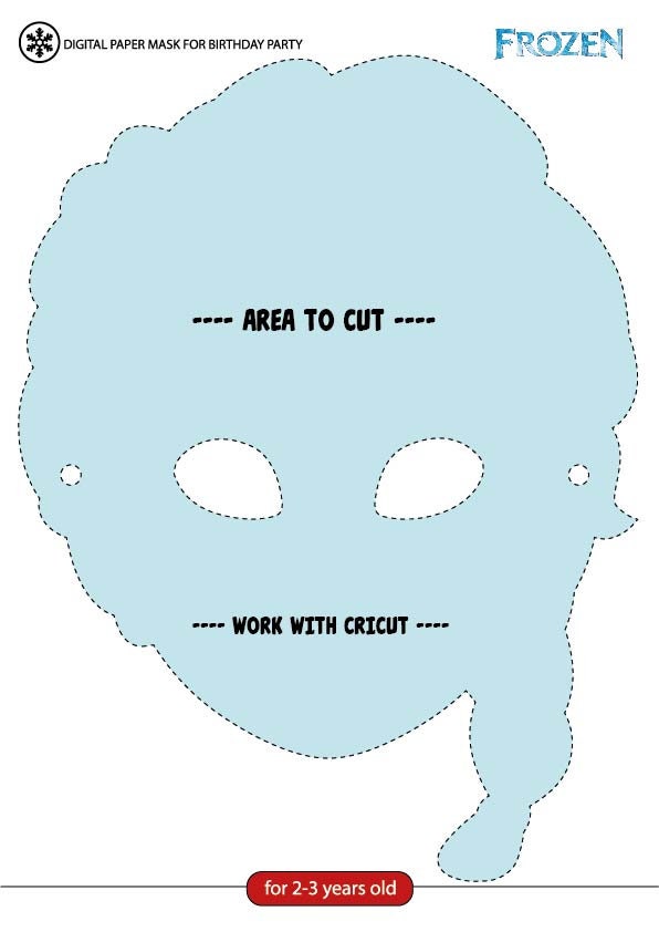 Princess Elsa, Birthday Party, Digital Paper Face Mask, SVG, Files for ...