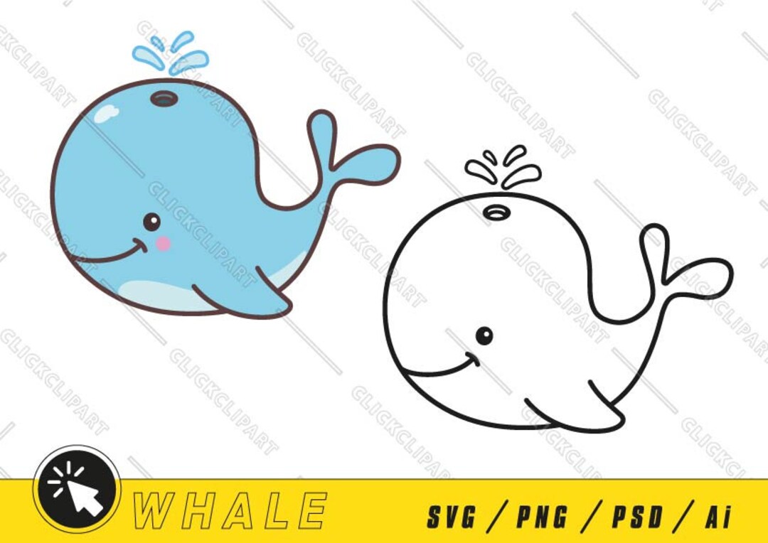 Cute Whale SVG | Baby Whale PNG | Whale Mascot SVG | Whale Clipart ...