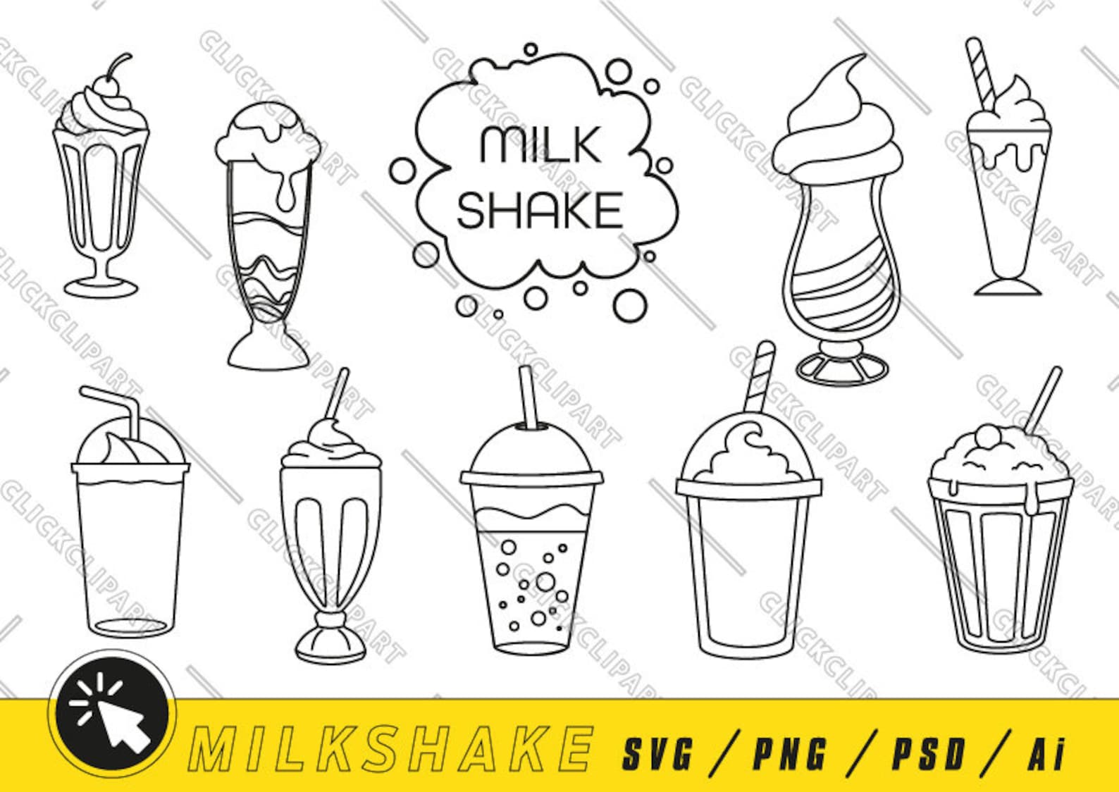 Milkshake SVG Milkshake PNG Milkshake Clipart Ice Cream Iced Coffee ...
