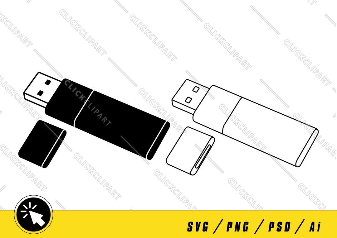 USB Stick Vector | USB SVG | Usb Drive Silhouette Clipart | Flash Drive ...