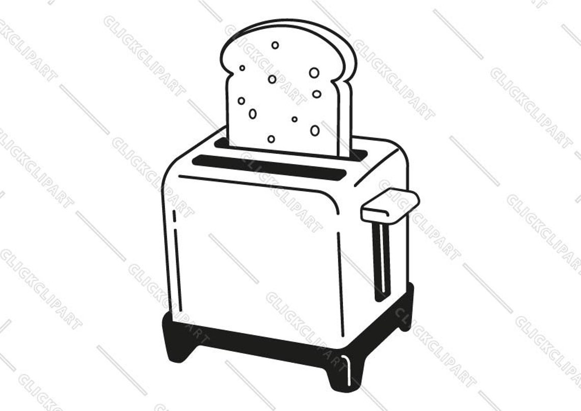 Toaster Vector Slice Bread Cartoon SVG Cut Files Food Silhouette Vector ...