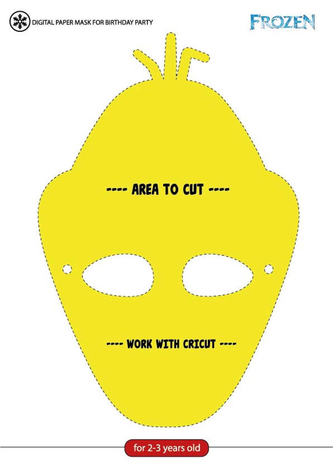 Olaf, Birthday Party, Digital Paper Face Mask, SVG, Files for Cricut - Etsy