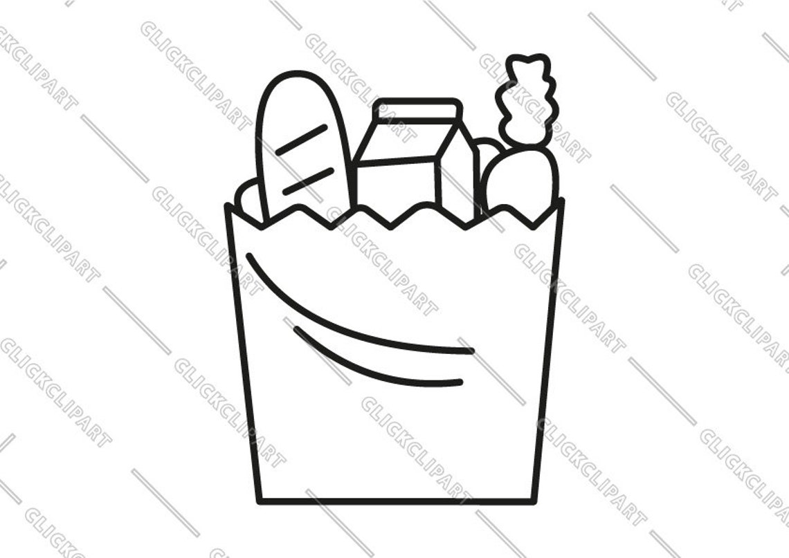 Grocery Clipart Grocery Items Food SVG Food PNG Cute - Etsy