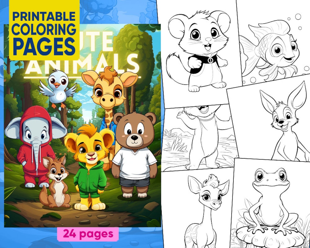 24 Cute Animal Coloring Pages for Kids, Toddlers, Preschoolers ...