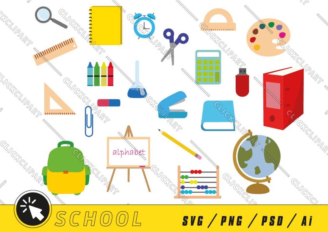 Back to School Clipart | Teacher School Supplies | Back to School PNG ...