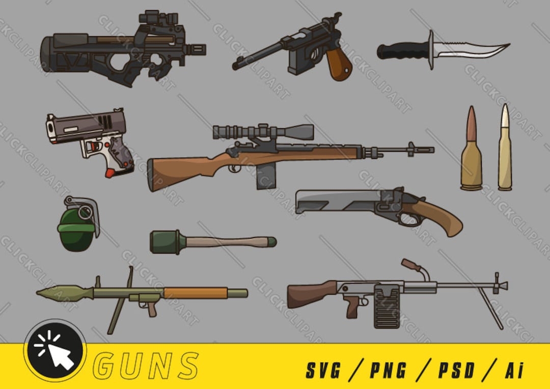 Gun SVG Gun PNG Military Svg Army Svg Weapon Clipart Svg Bundle Handgun ...