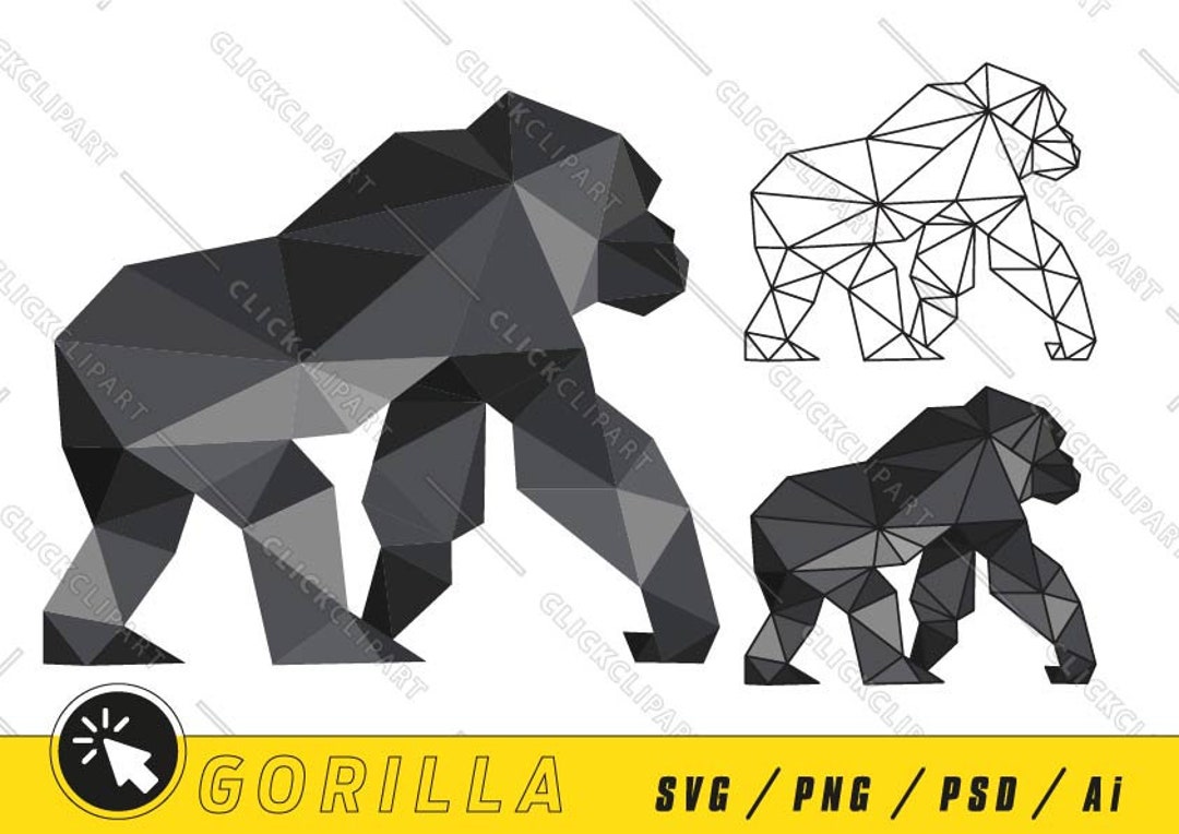 Gorilla SVG L Monkey PNG | Geometric Wall Art | Printable Wall Art ...