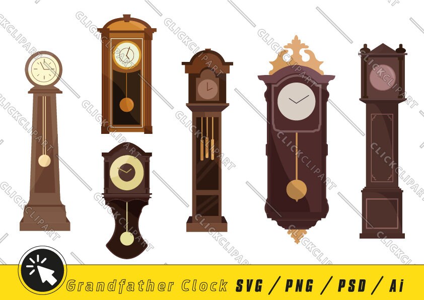 Grandfather Clock Svg Vintage Svg Retro Svg Wall Clock SVG Bundle SVG ...