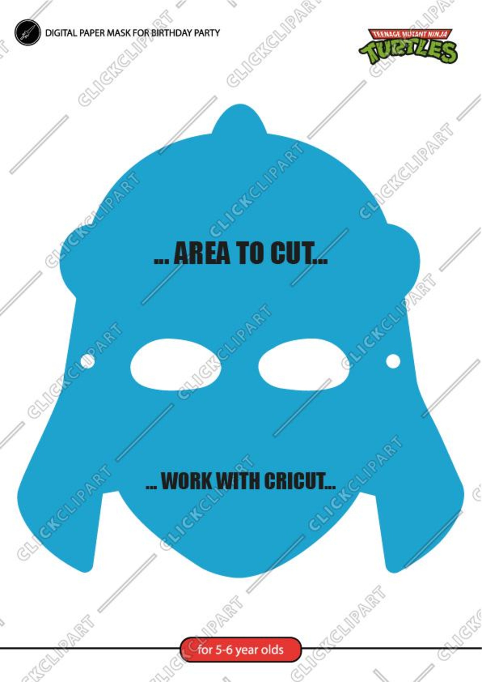 Ninja Turtles, Heroes, Villain, Birthday Party, Digital Paper Face Mask ...