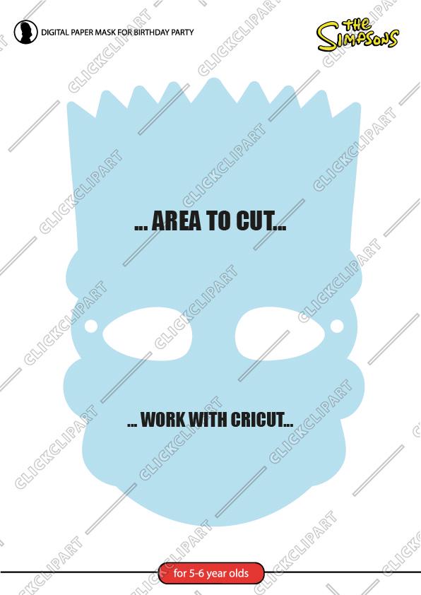 Simpsons, Bart, Birthday Party, Digital Paper Face Mask, SVG, Files for ...