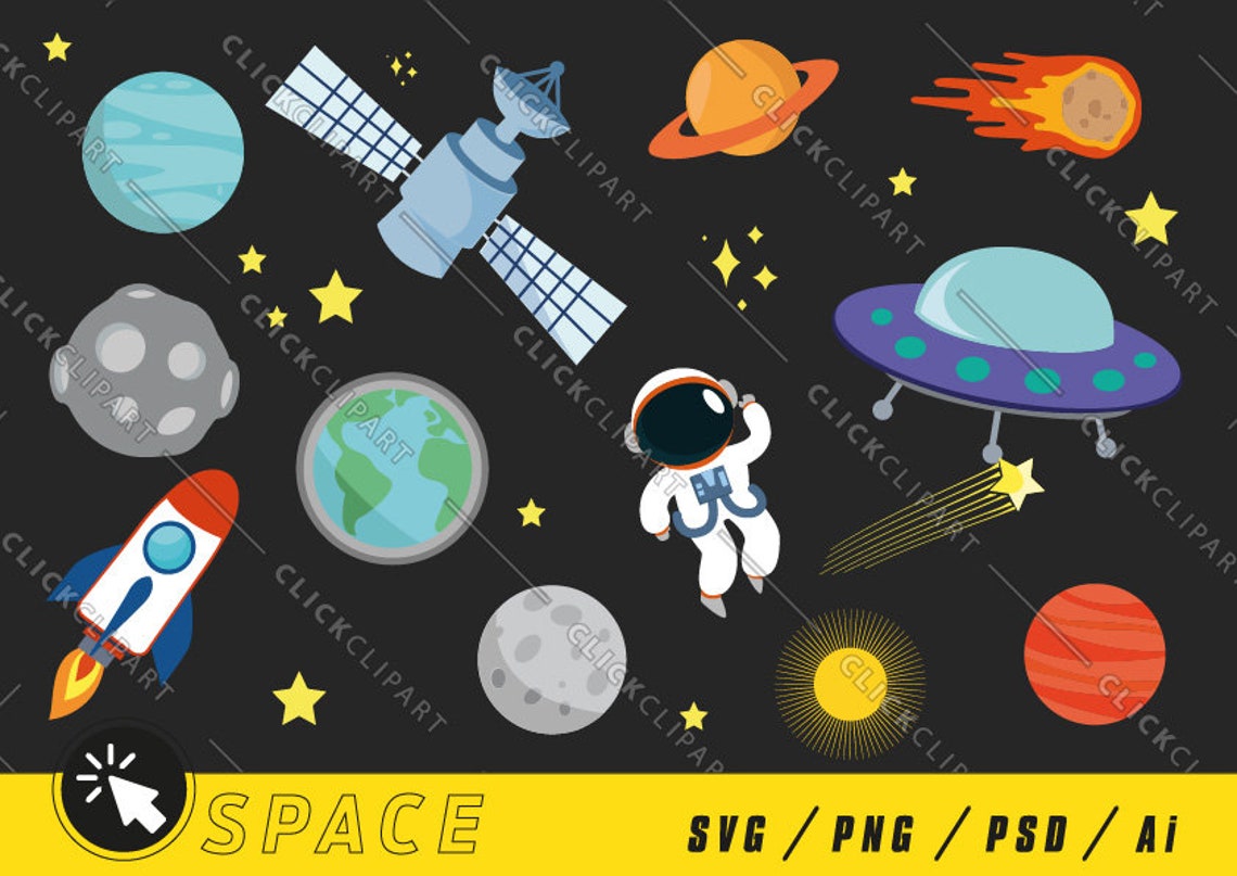 Planets SVG Space PNG Astronaut Clipart Solar System - Etsy