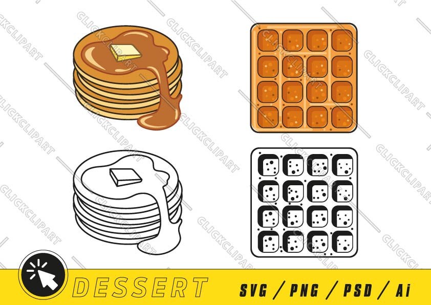 Crêpes SVG | Gaufre PNG | Clipart de boulangerie | Petit déjeuner ...