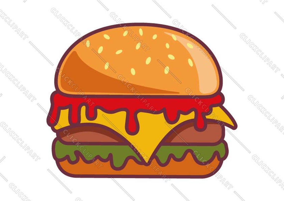 Burger SVG | Hamburger | SVG Files | Line Art | Cute Food Svg | Cut ...