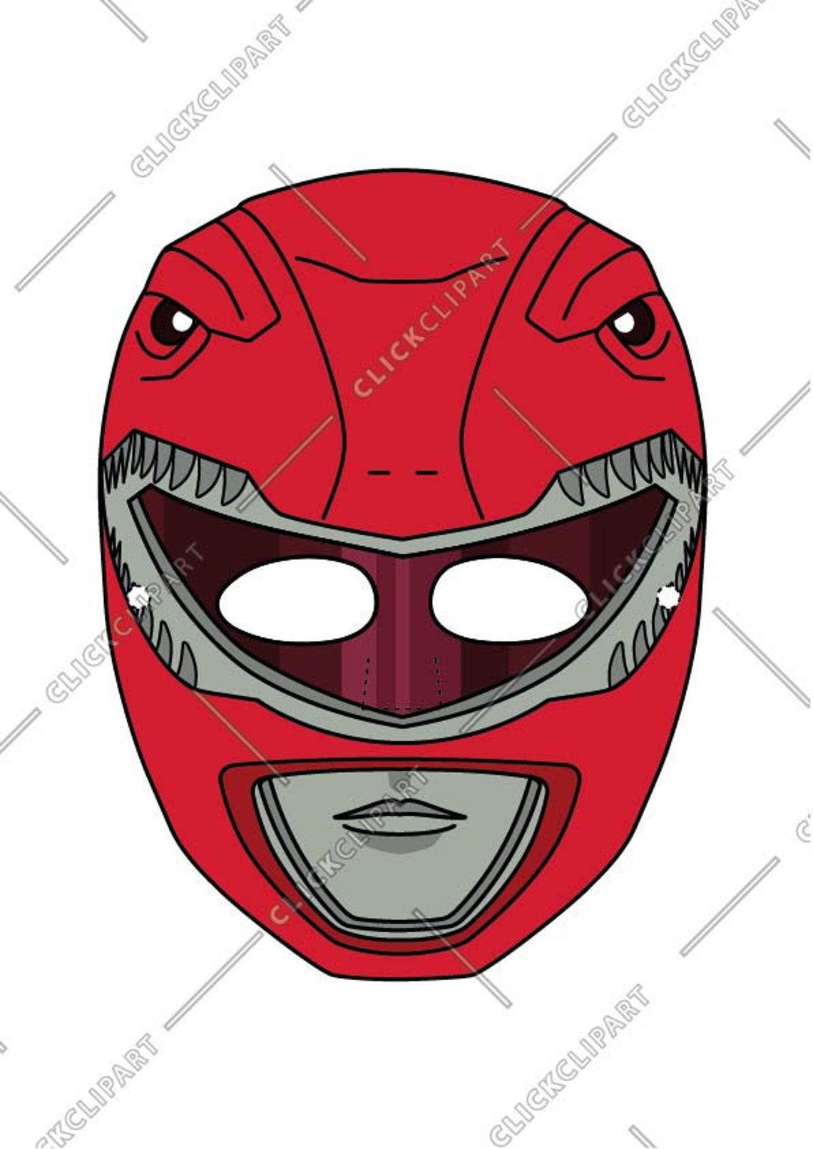 Power Ranger Red, Birthday Party, Digital Paper Face Mask, SVG, Files ...
