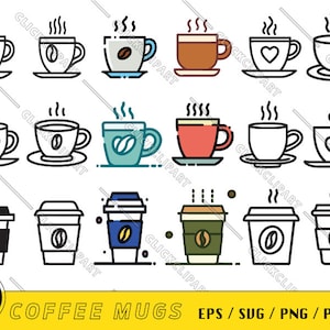 Coffee SVG | Coffee Clipart | Coffee Cup | Mug | Cut Files | Line Art ...