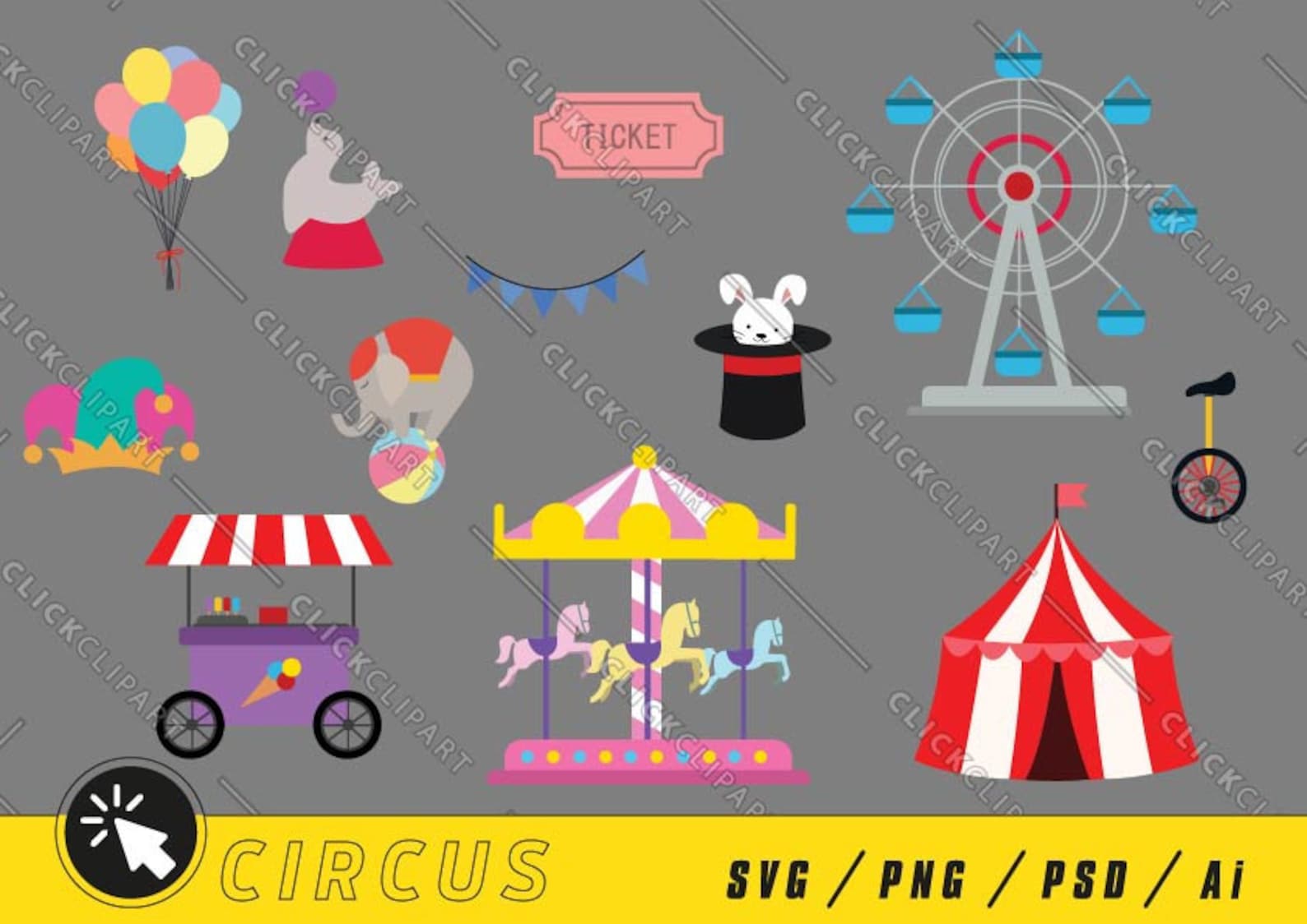 Circus SVG Circus Clipart Carnival Theme Party Svg Bundle Carousel SVG ...