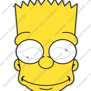 Simpsons, Bart, Birthday Party, Digital Paper Face Mask, SVG, Files for ...