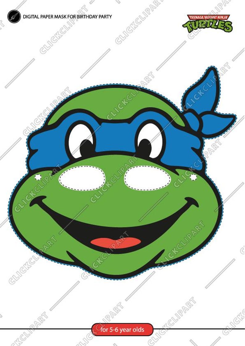Ninja Turtles, Heroes, Villain, Birthday Party, Digital Paper Face Mask ...