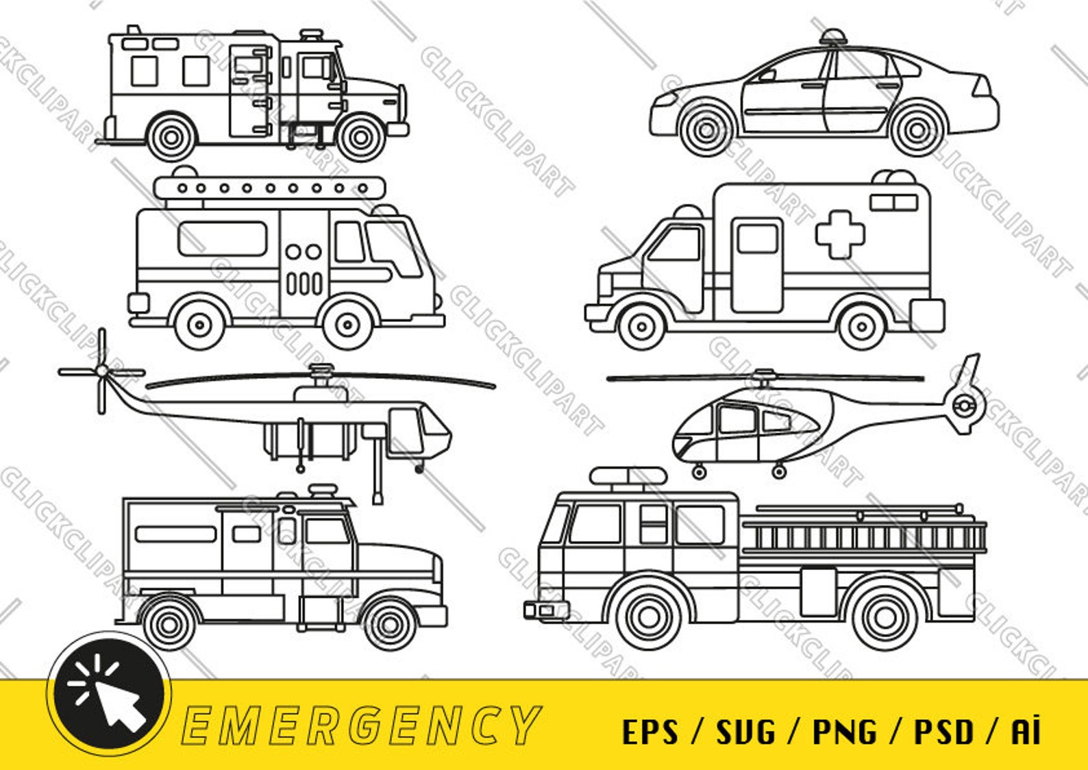 Emergency Vehicles SVG Cars SVG Fire Truck PNG Ambulance Car Police ...