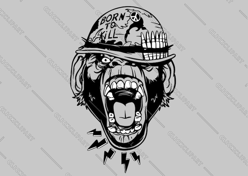 Monkey Head SVG Angry Ape PNG War Soldier Silhouette Bundle Clipart ...