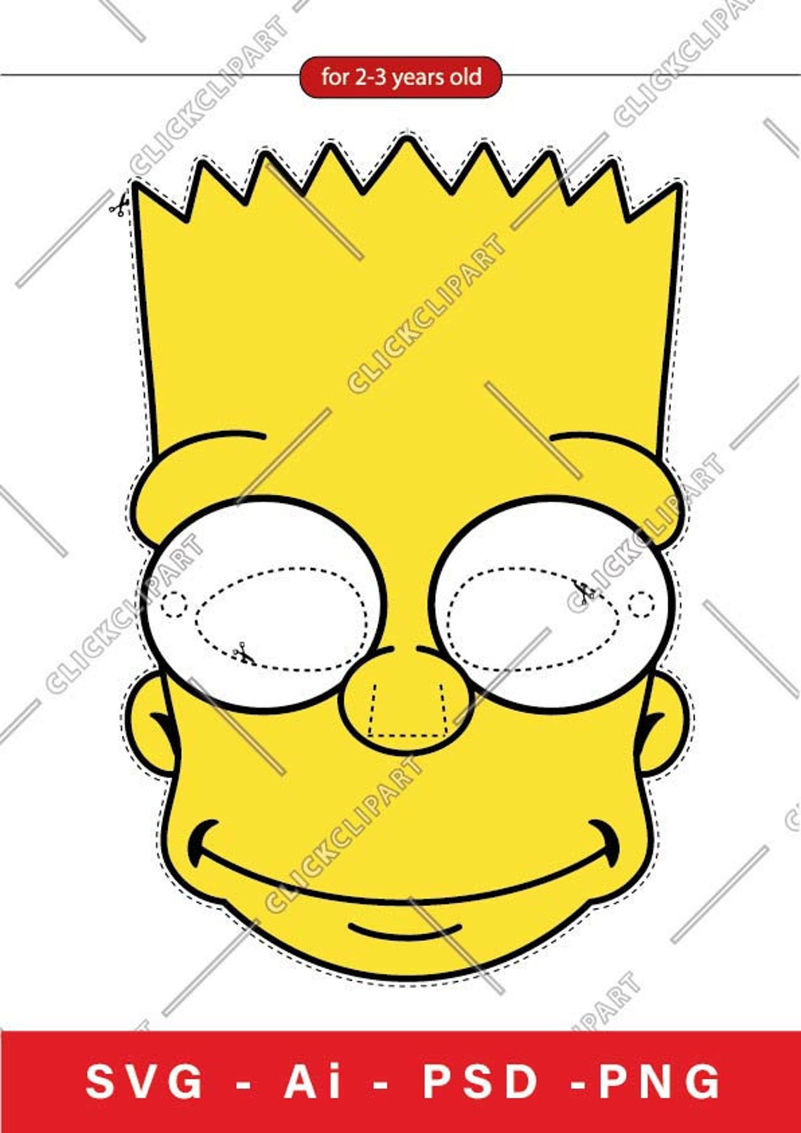 Simpsons Bart Birthday Party Digital Paper Face Mask SVG - Etsy