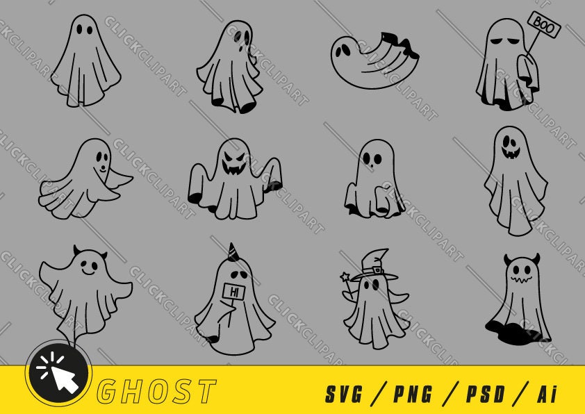 Ghost SVG Cute Ghost Face PNG Halloween Clipart Boo - Etsy