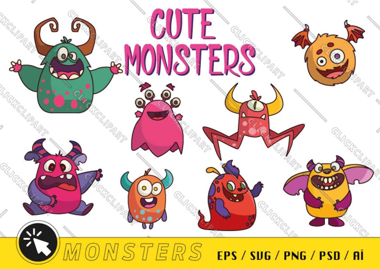 Cute Monster Clipart Monster PNG Funny Halloween SVG Svg Files Svg ...