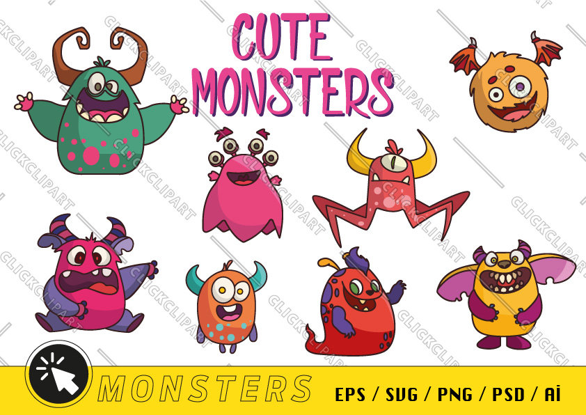 Cute Monster Clipart Monster PNG Funny Halloween SVG Svg Files Svg ...