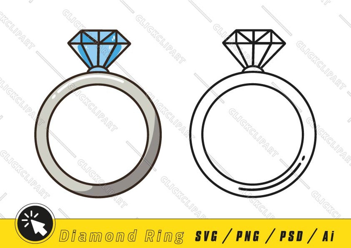 Diamond Ring SVG Wedding Ring PNG Engagement Ring Clipart - Etsy