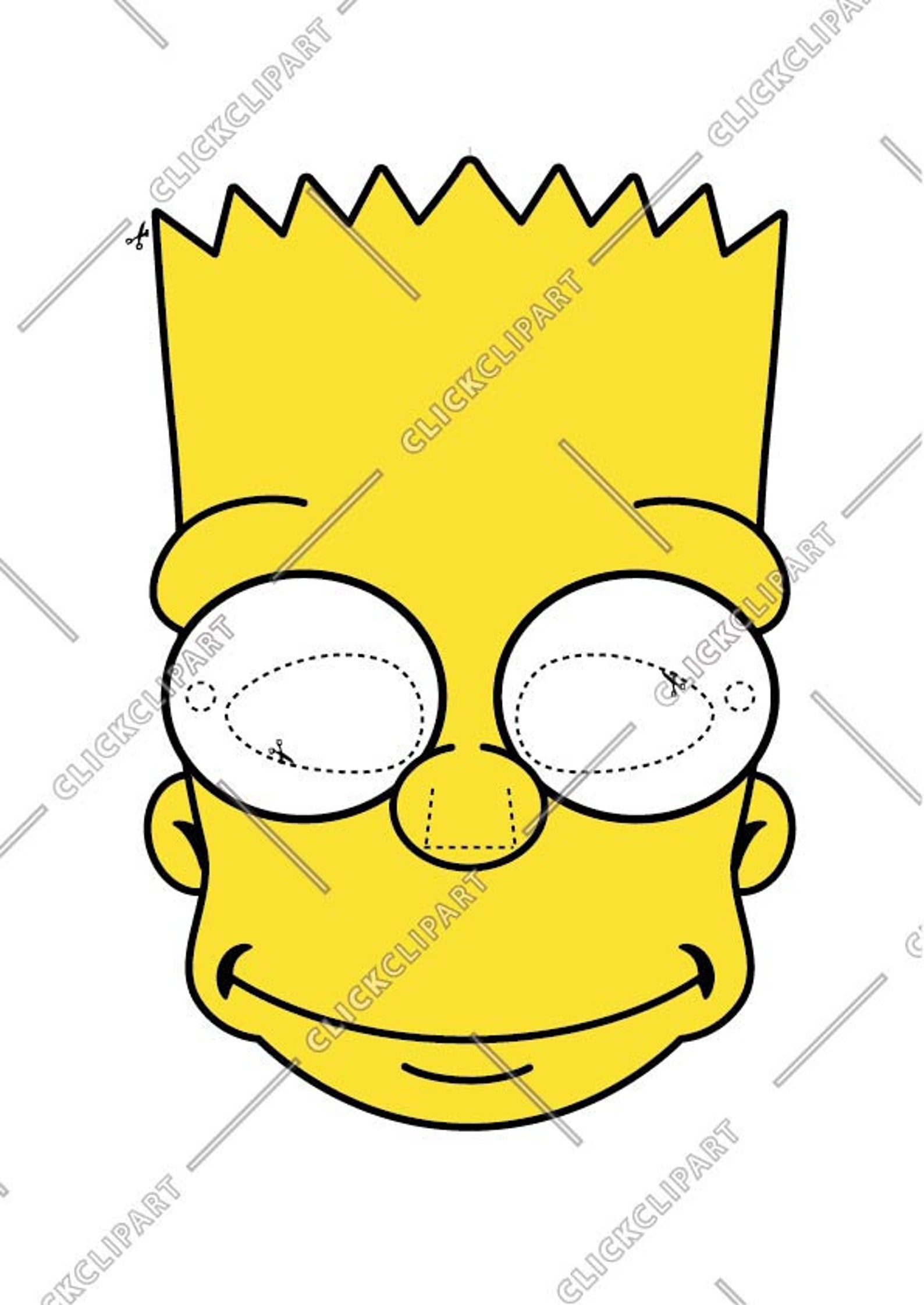 Simpsons Bart Birthday Party Digital Paper Face Mask SVG - Etsy
