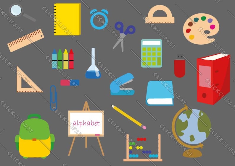 School Supplies Clipart | Teacher SVG Bundle (png, Psd, Ai) - Etsy