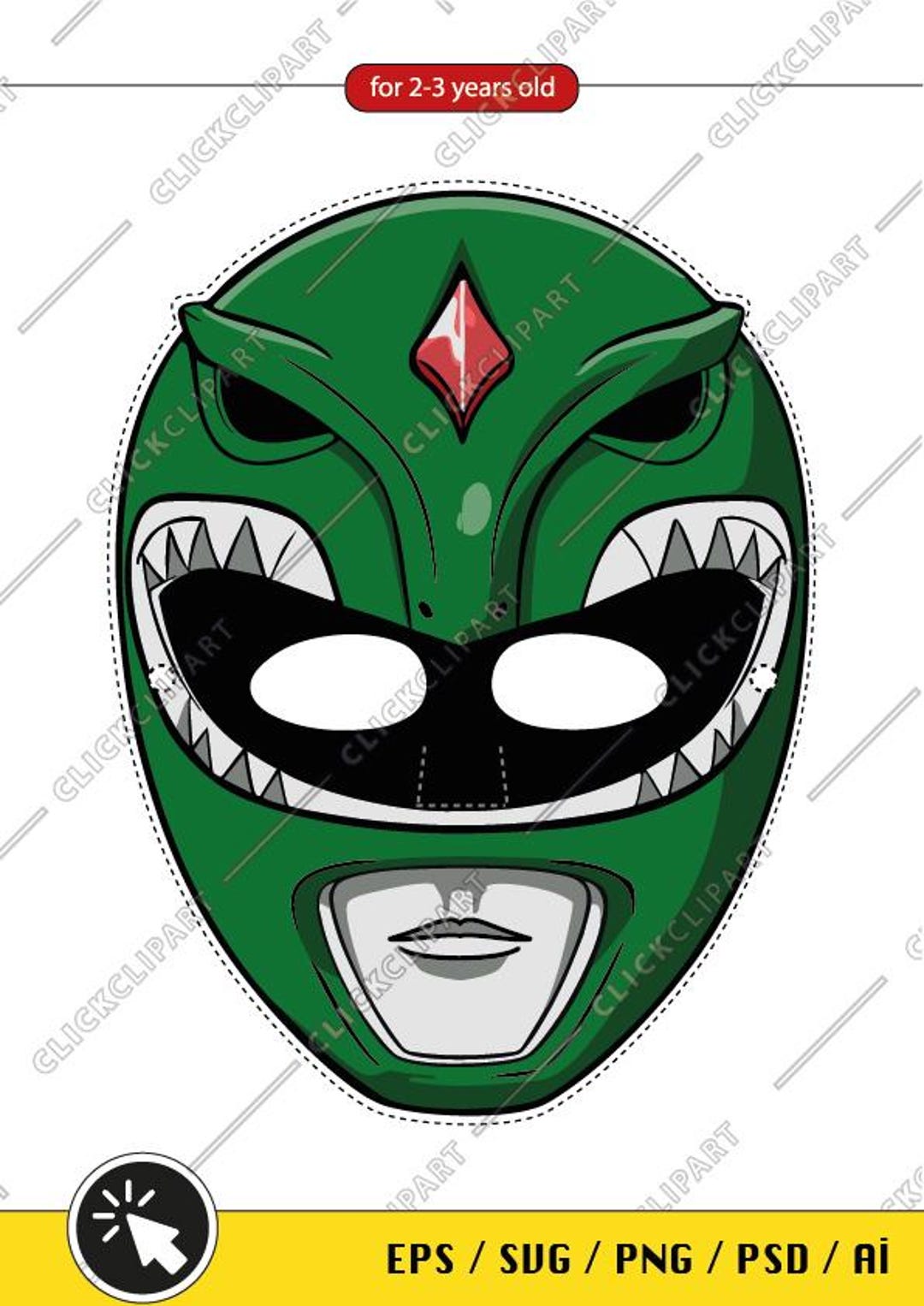 Power Ranger Green, Birthday Party, Digital Paper Face Mask, SVG, Files ...