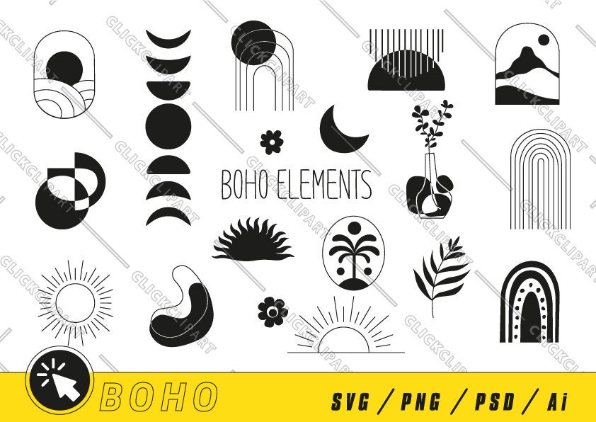 Boho Clipart Boho Elements Boho SVG Boho PNG Boho - Etsy