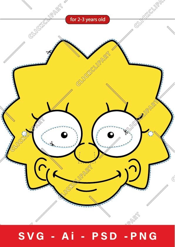 Lisa, Simpsons, Birthday Party, Digital Paper Face Mask, SVG, Files for ...