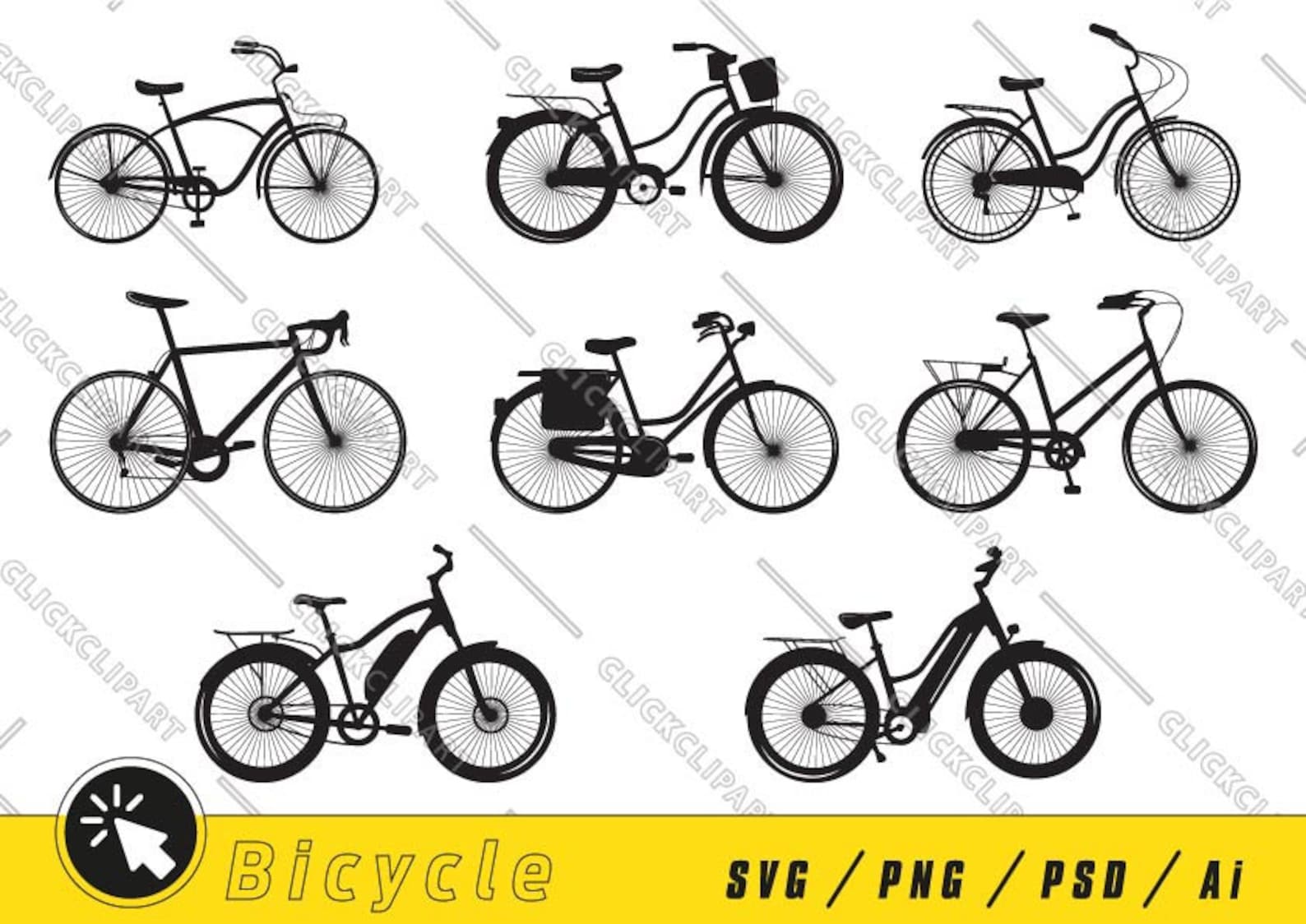 Vélo SVG | Vélo PNG | Vélo Clipart | Silhouette Svg | Ensemble SVG ...