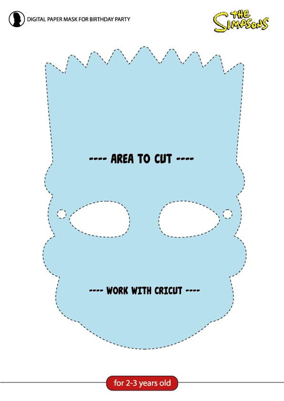 Simpsons Bart Birthday Party Digital Paper Face Mask SVG - Etsy