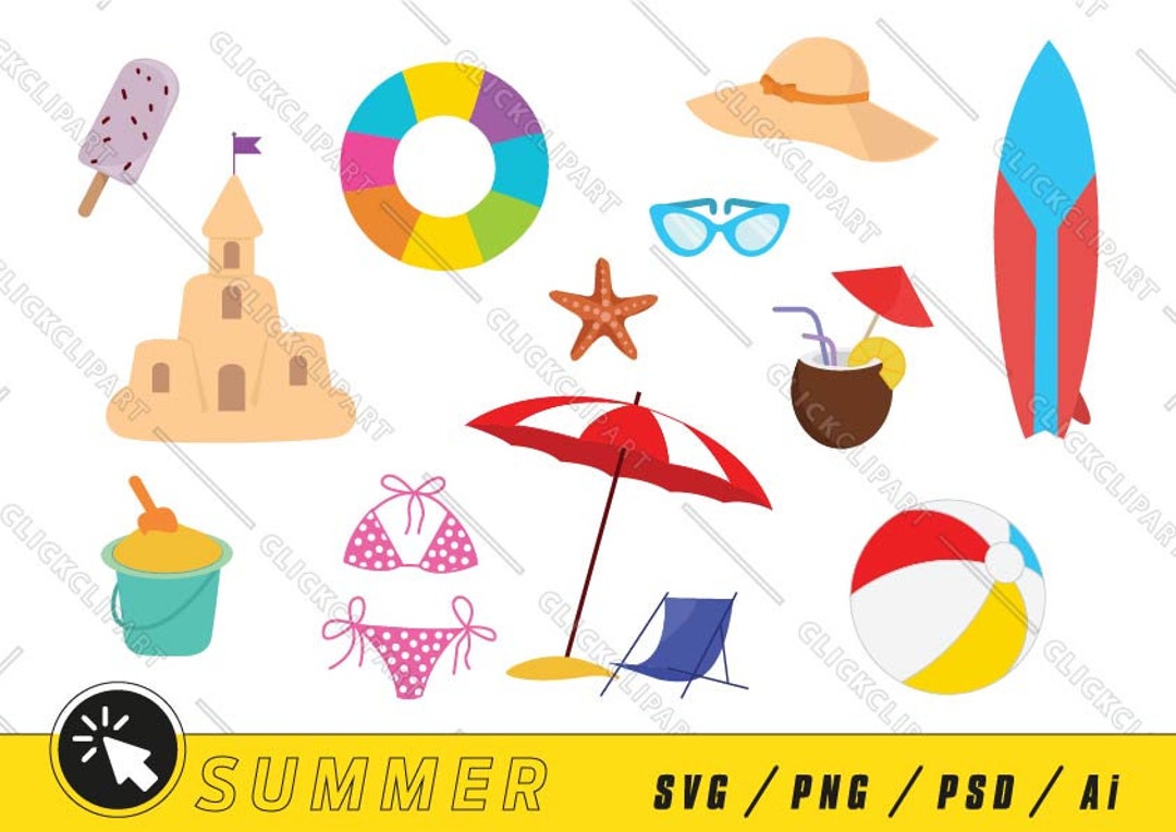 Beach Vacation Clipart | Summer SVG PNG PSD Ai Files - Etsy