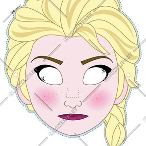 Princess Elsa, Birthday Party, Digital Paper Face Mask, SVG, Files for ...