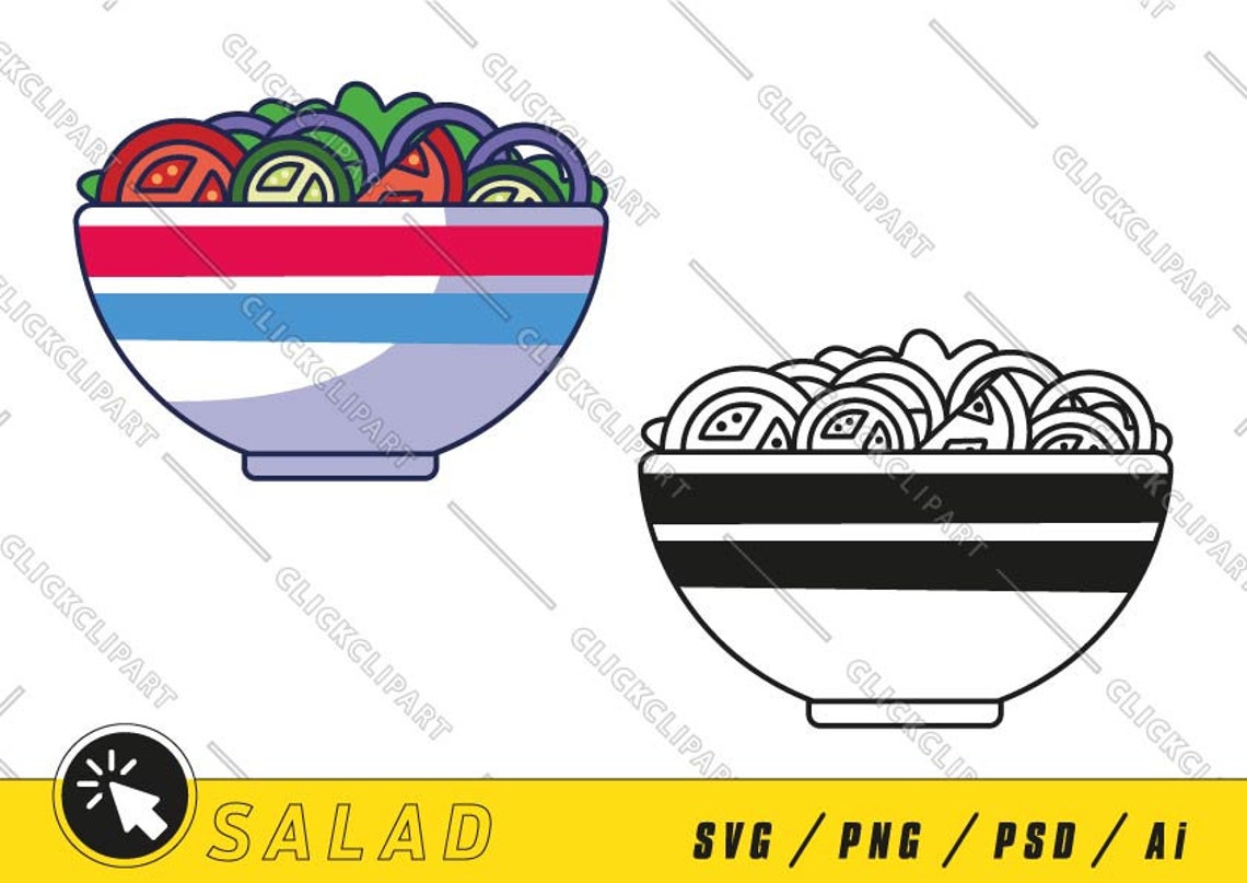 Salad Bowl SVG Files Food SVG PNG Cut Files Line Art - Etsy
