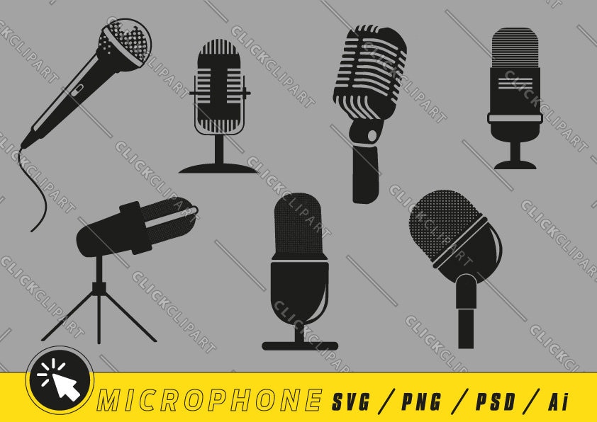 Microphone SVG Microphone PNG Microphone Clipart Vintage Silhouette Svg ...